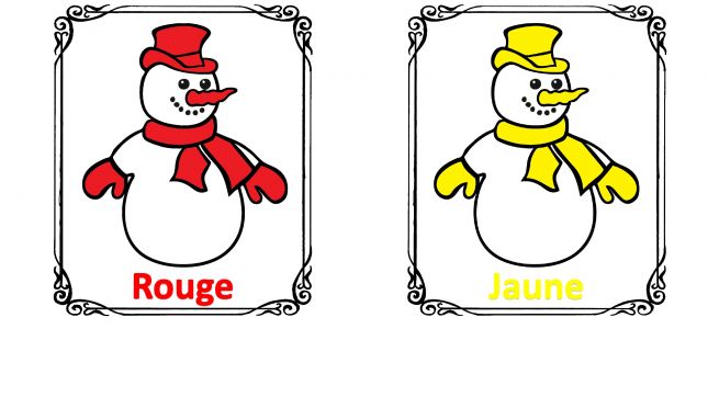 bonhomme de neige apprentissage des couleurs