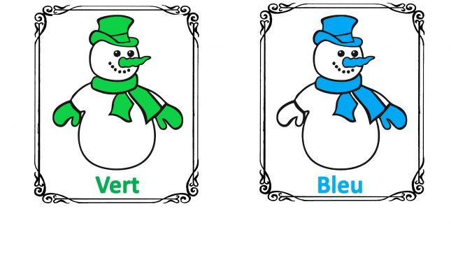 bonhomme de neige apprentissage des couleurs