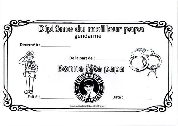 diplôme à imprimer pour la fête des pères