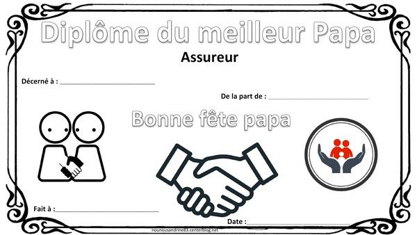 Diplôme à colorier fête des pères