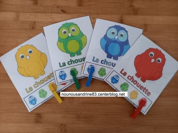 chouette hibou jeu d'apprentissage des couleurs