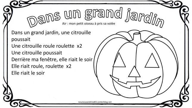 comptine d'halloween citrouille a colorier