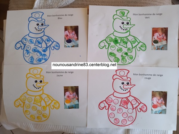 bonhomme de neige apprentissage des couleurs