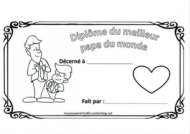 Fête des pères : diplôme à imprimer