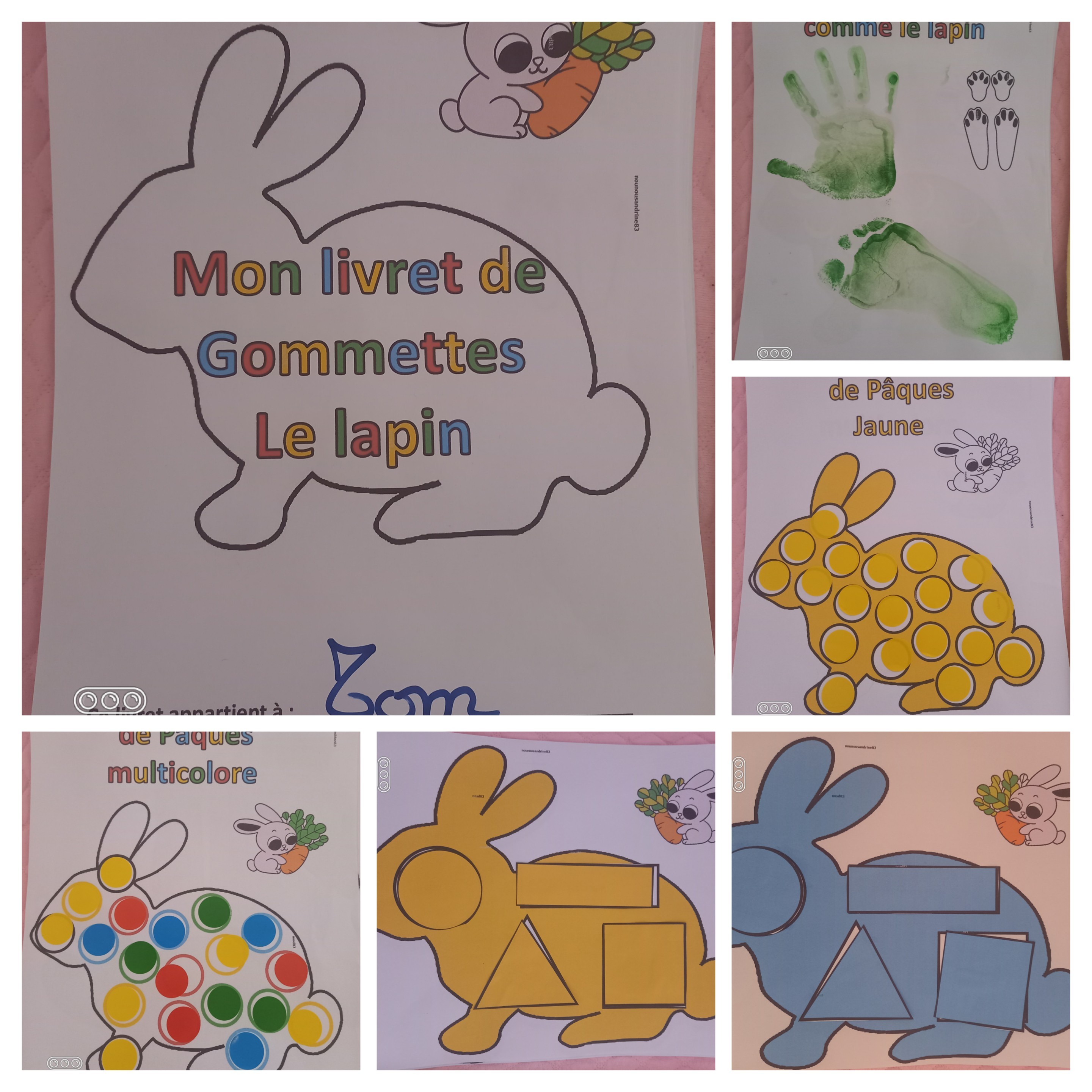 paques livret gommettes lapin