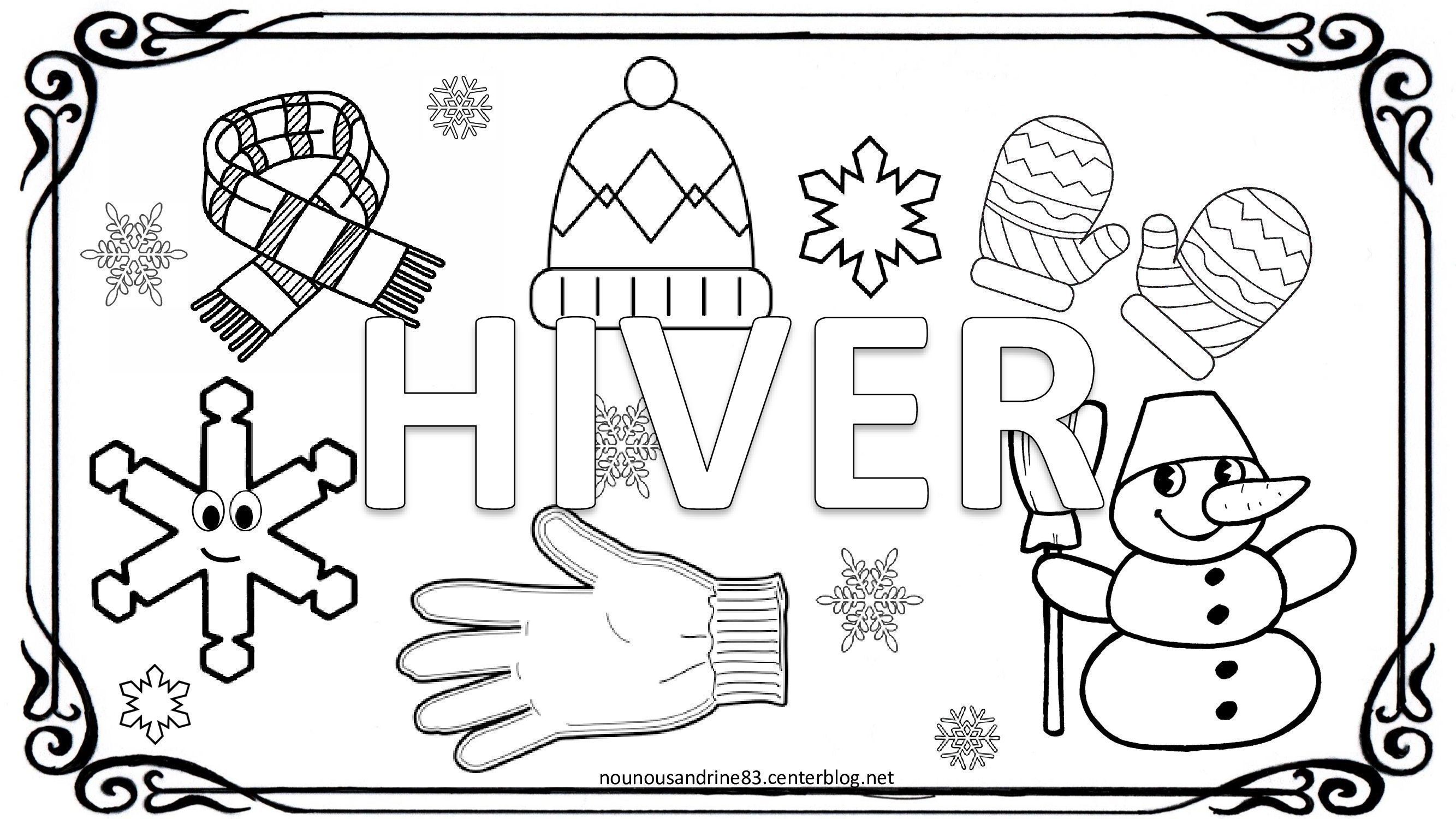hiver à colorier