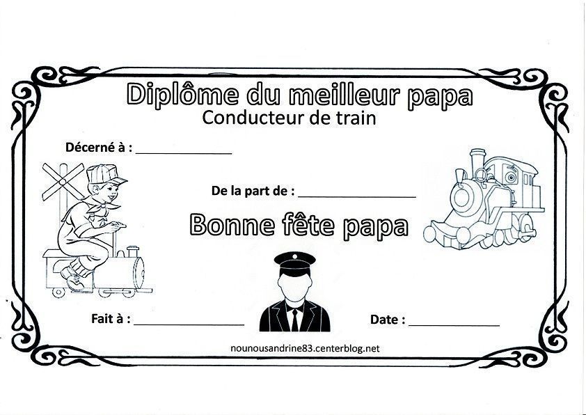 diplôme à imprimer pour la fête des pères