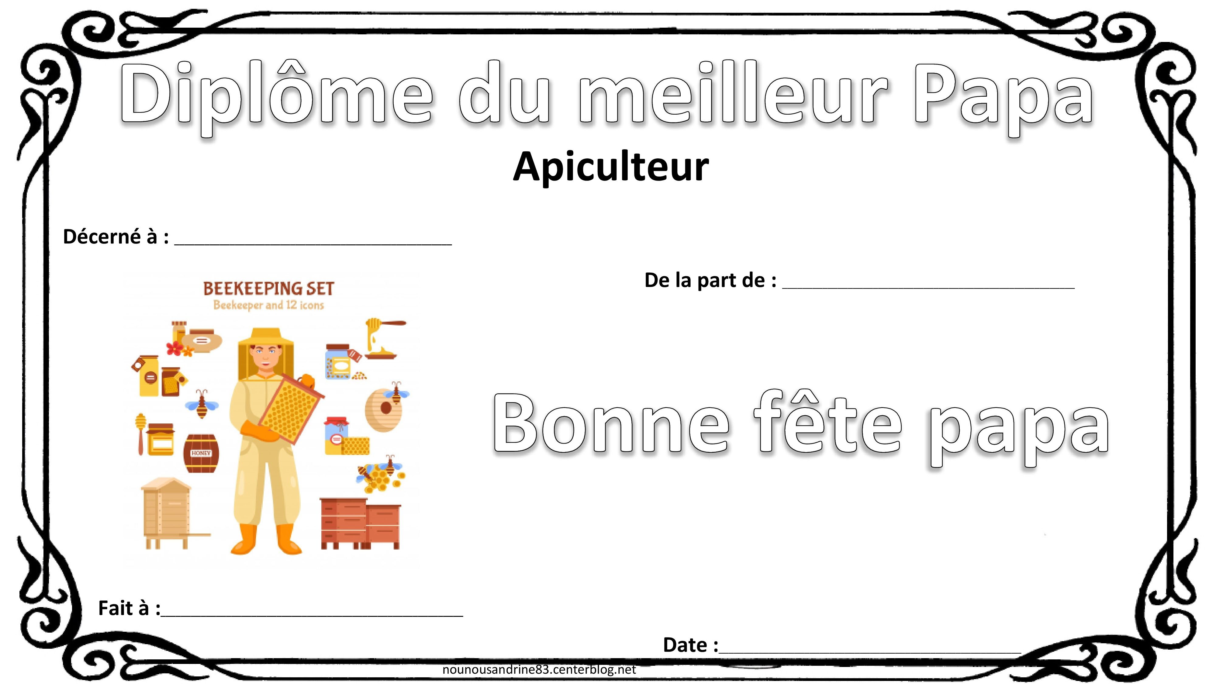 diplôme fête des pères à colorier