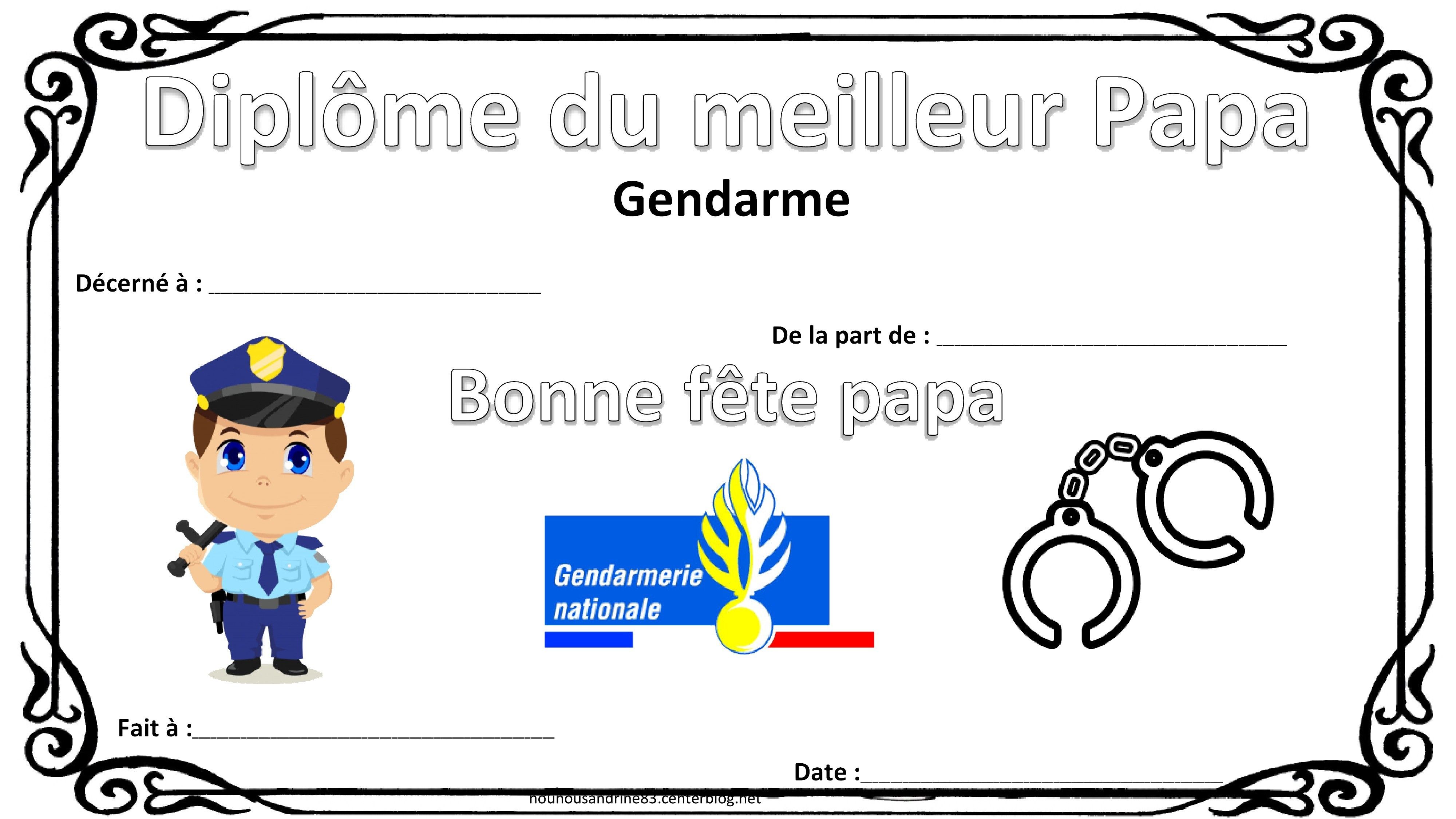 diplôme à colorier fête des pères
