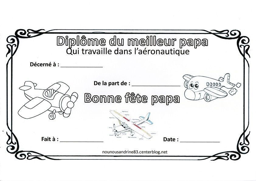 diplôme à imprimer pour la fête des pères