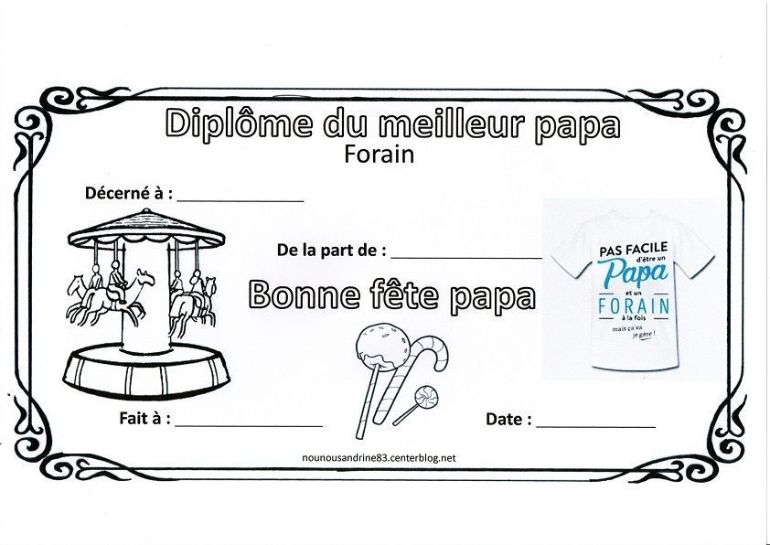 diplôme à imprimer pour la fête des pères