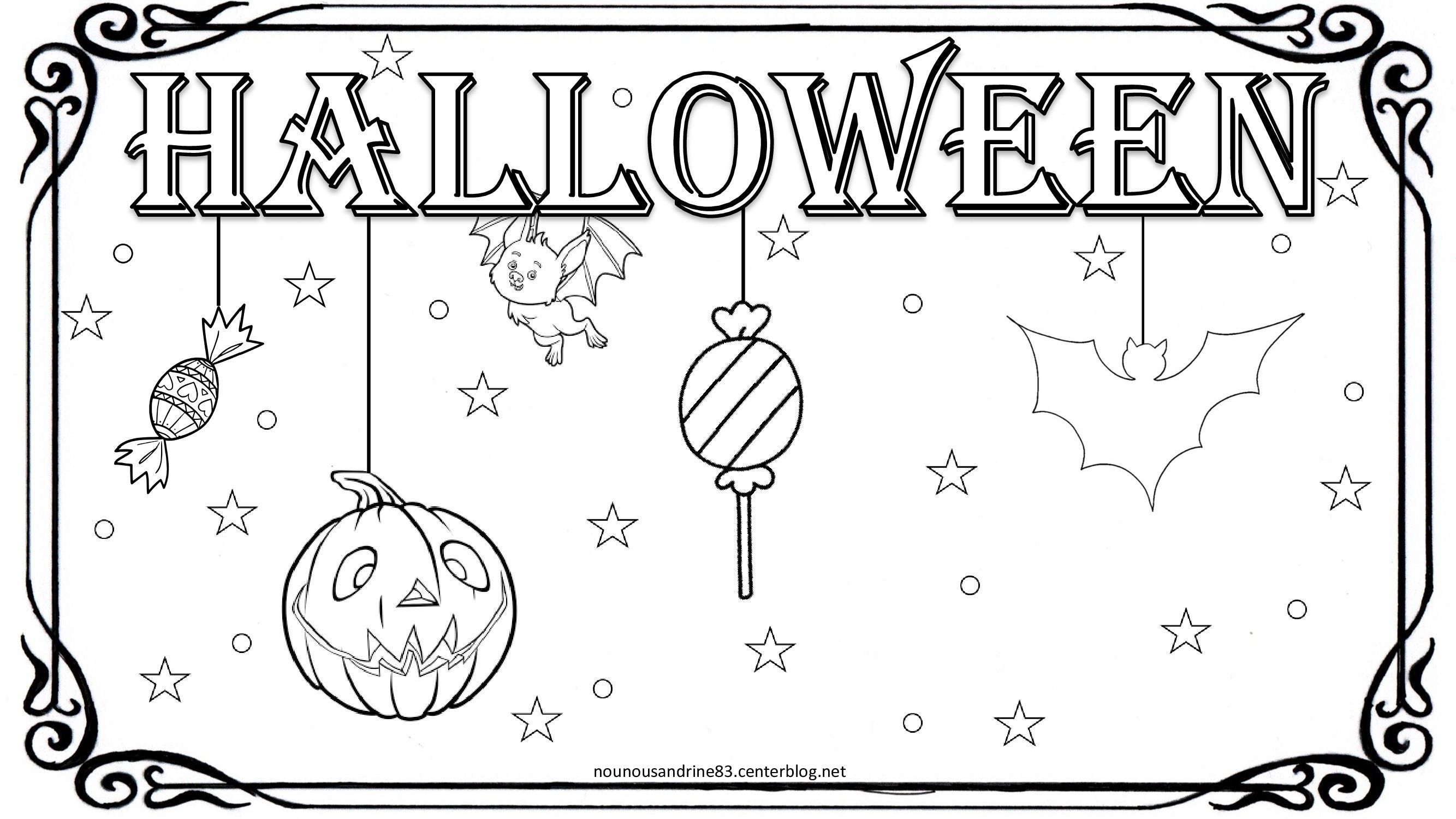 halloween affiche à colorier gommettes